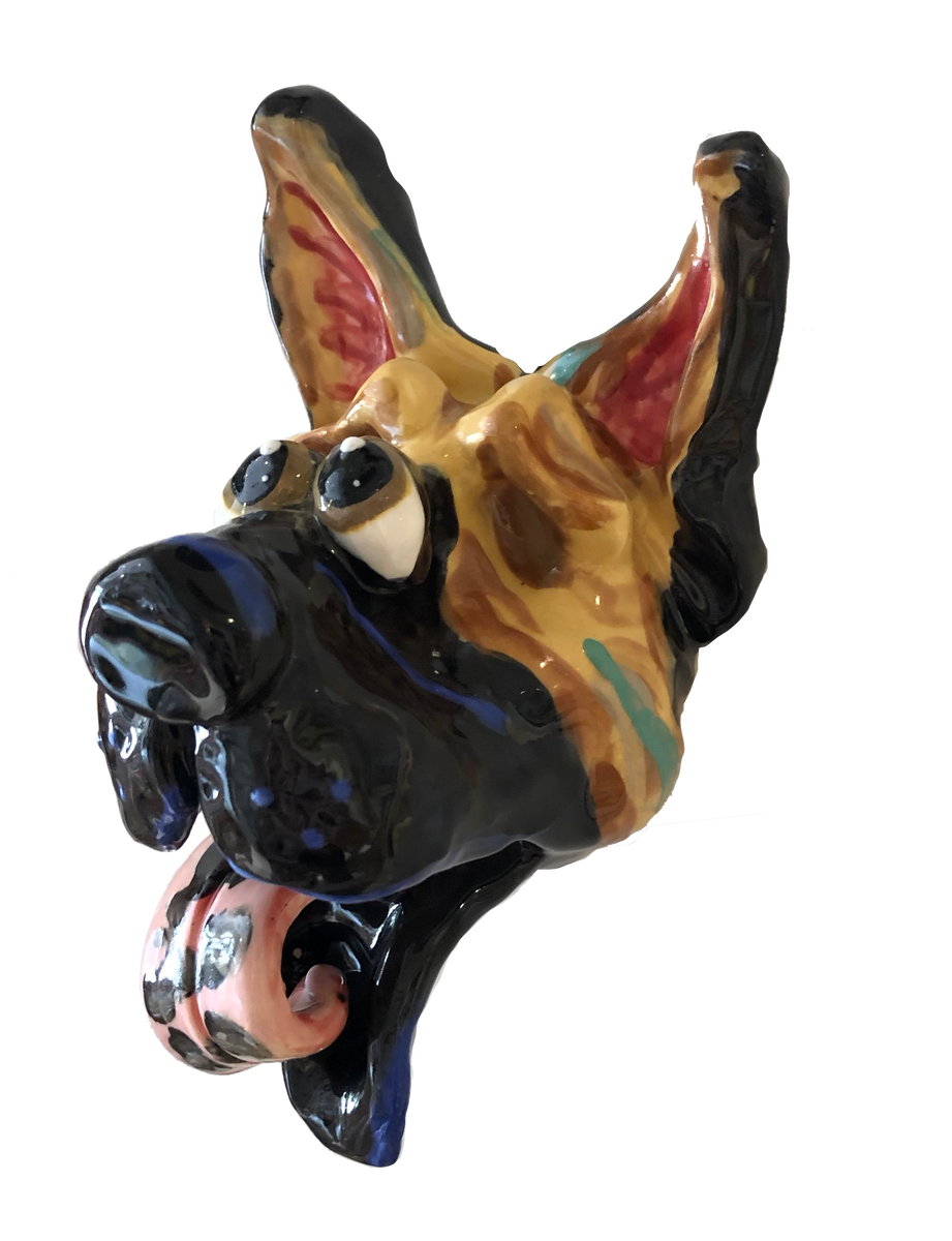 Ceramic Dog Face - Custom Leash Holder by Debby Carman | Faux Paw ...