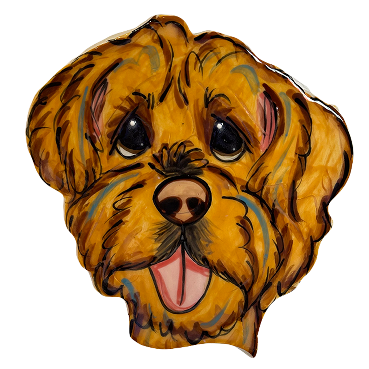 "Mini Golden Doodle" Pottery Tile by Debby Carman | Faux Paw Productions